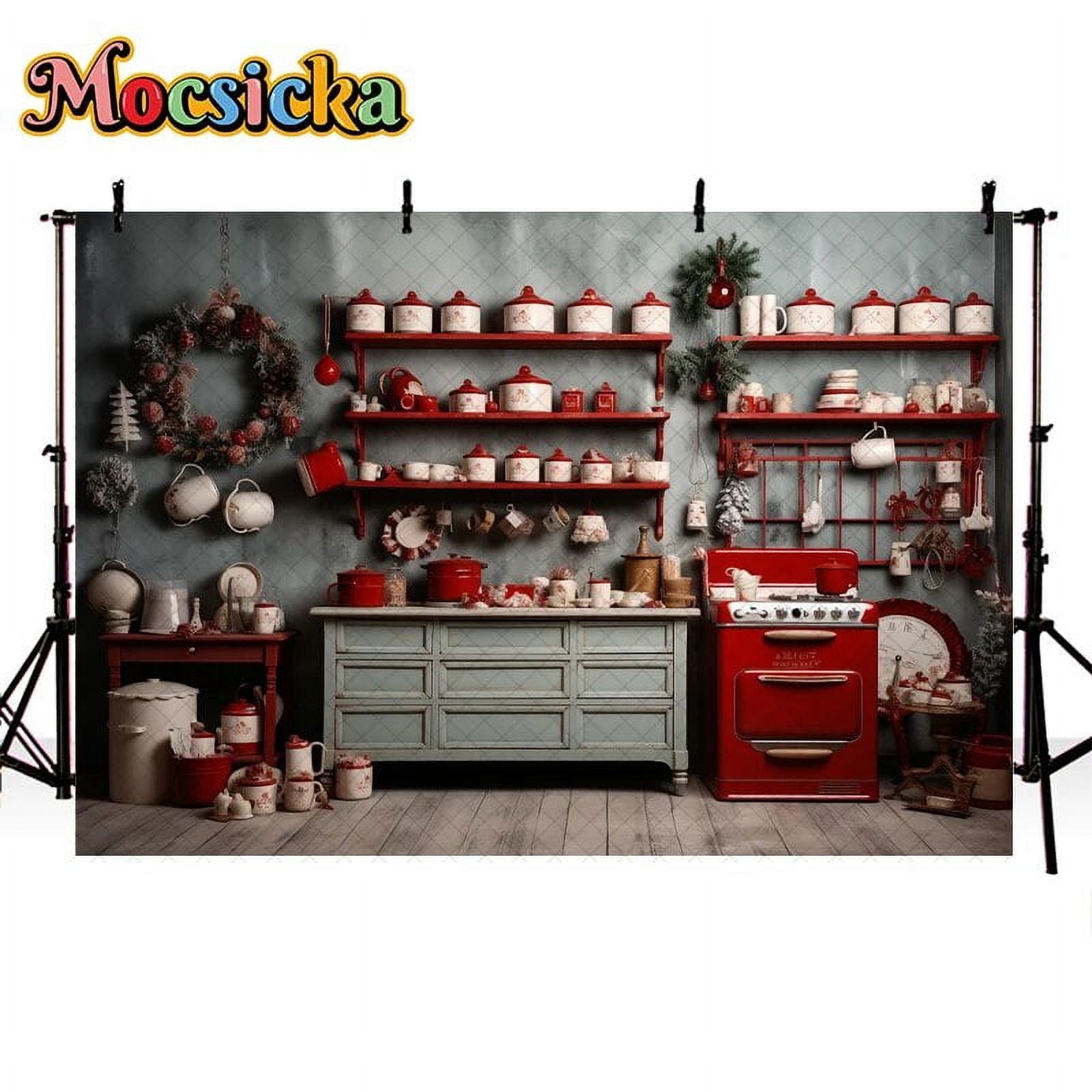 Indoor Christmas Kitchen Backdrop For Kids Family Portraits Photography ...