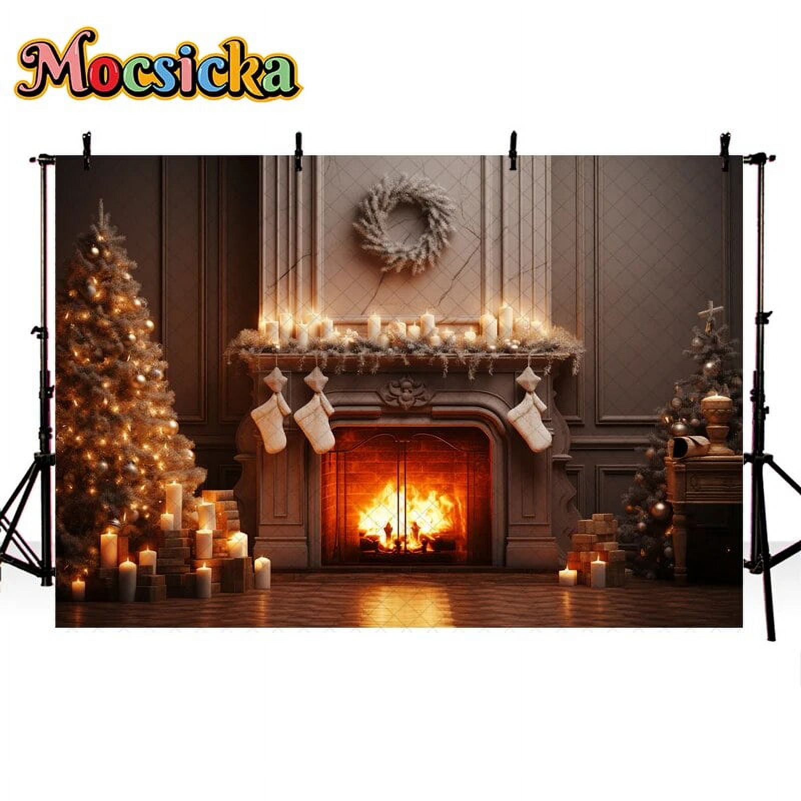 Indoor Christmas Mantel Photography Background Kids Art Portrait Photo ...