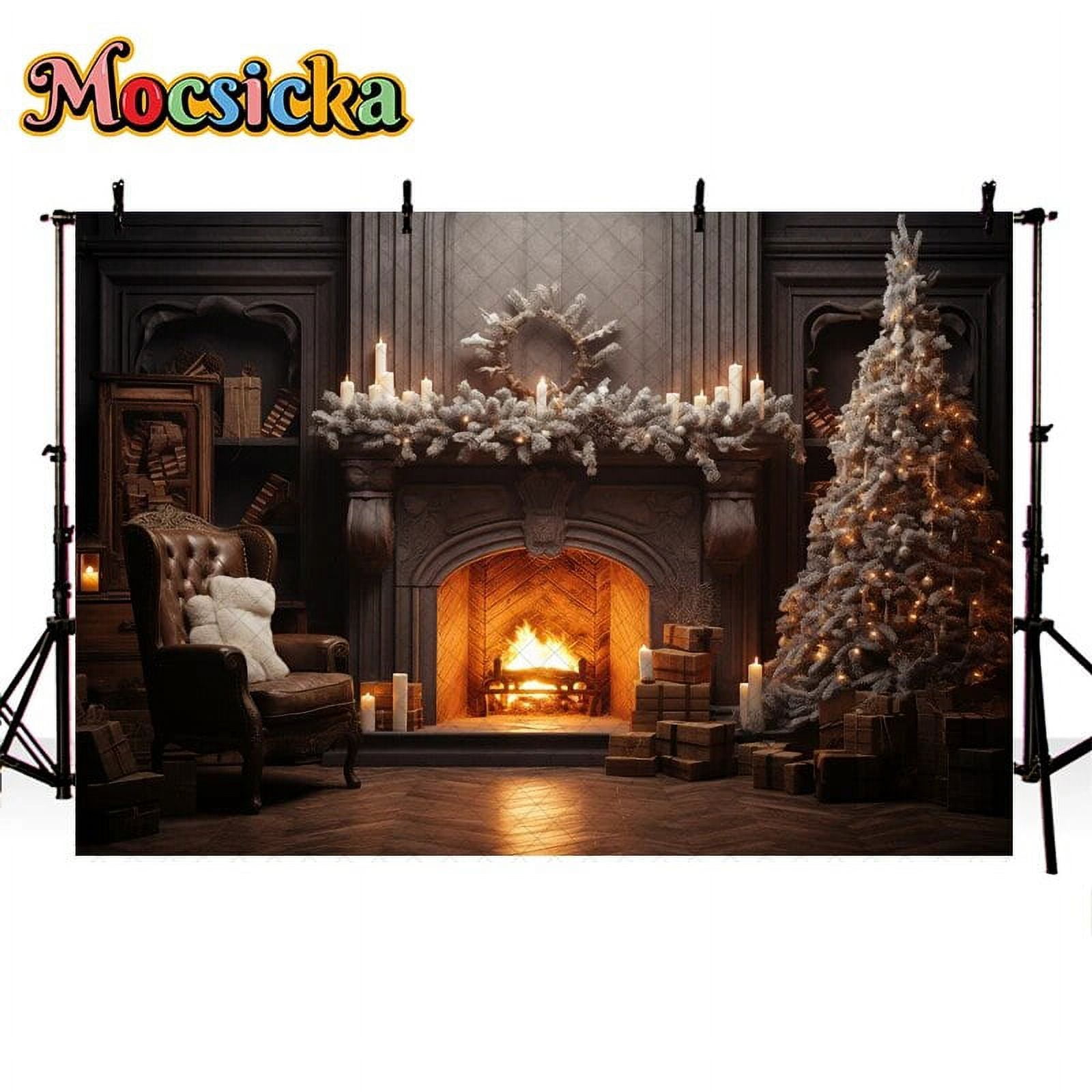 Indoor Christmas Mantel Photography Background Kids Art Portrait Photo ...