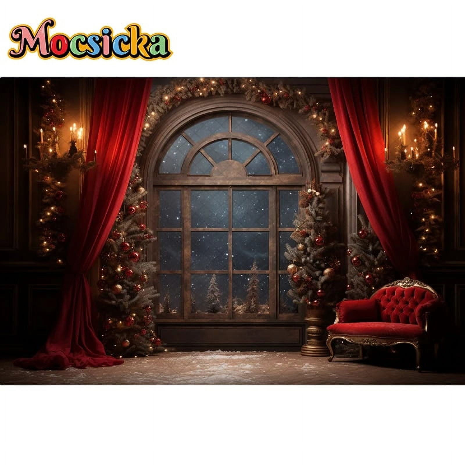 Indoor Christmas Window Backdrop For Kids Family Portrait Birthday ...