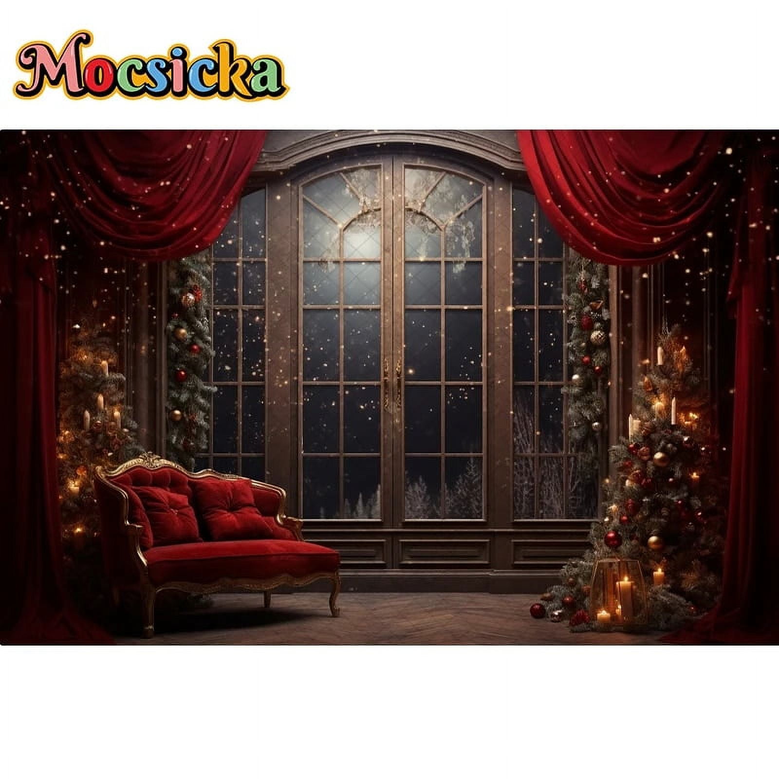 Indoor Christmas Window Backdrop For Kids Family Portrait Birthday ...