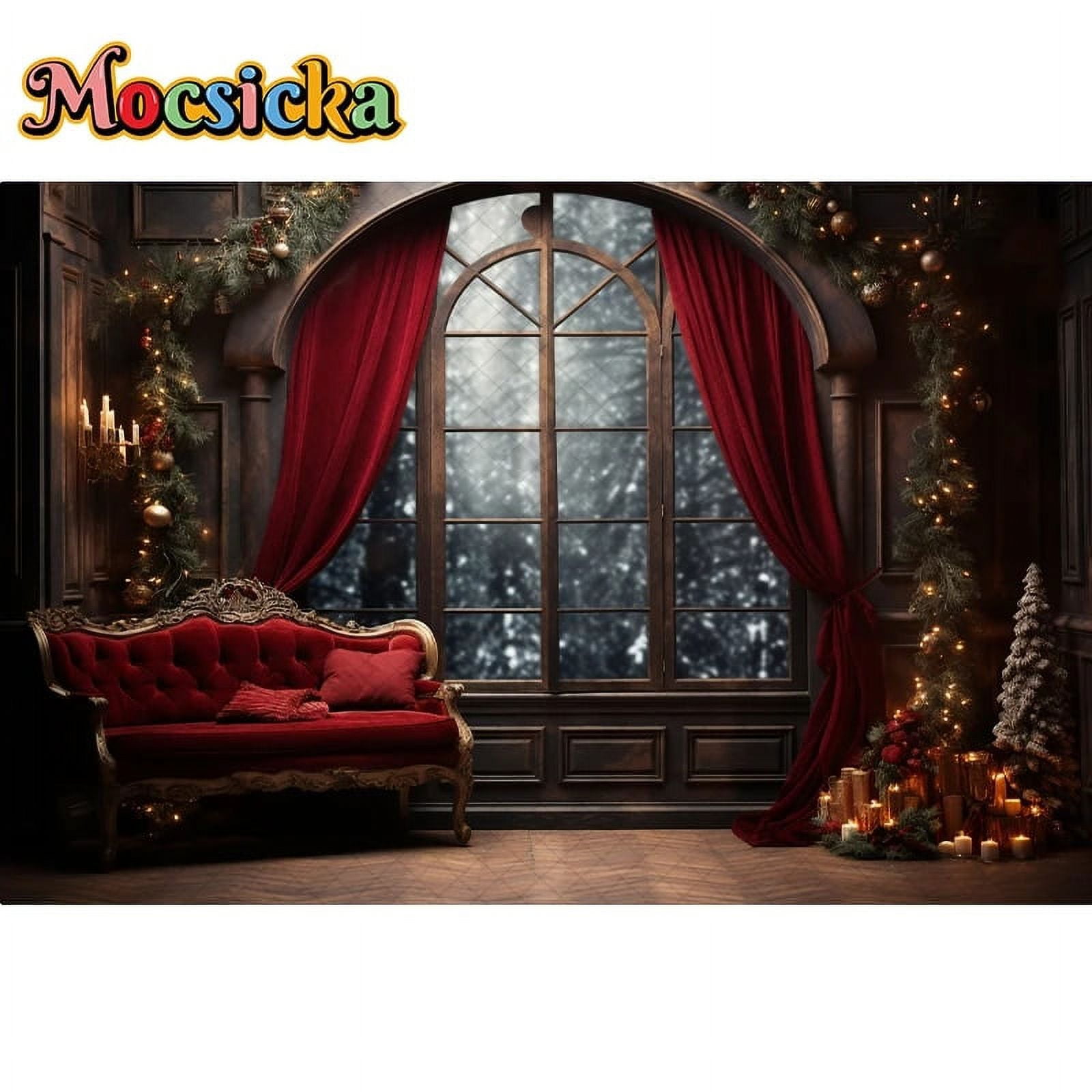 Indoor Christmas Window Backdrop For Kids Family Portrait Birthday ...