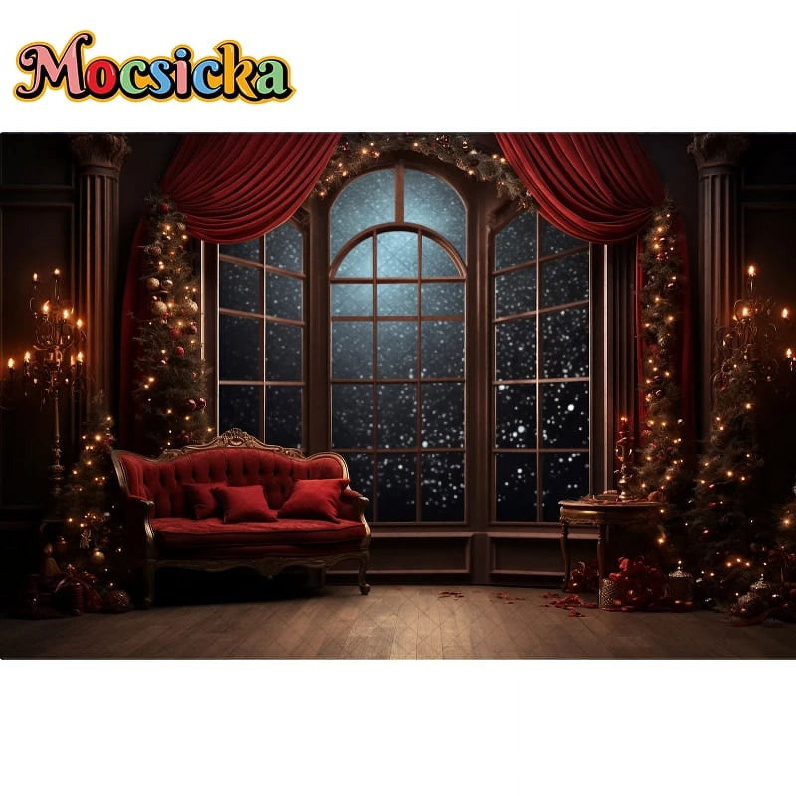 Indoor Christmas Window Backdrop For Kids Family Portrait Birthday ...