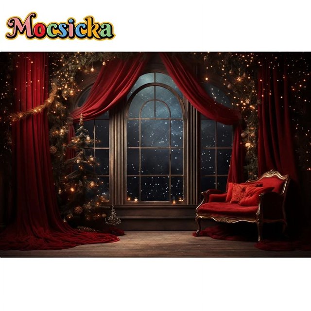Indoor Christmas Window Backdrop For Kids Family Portrait Birthday ...