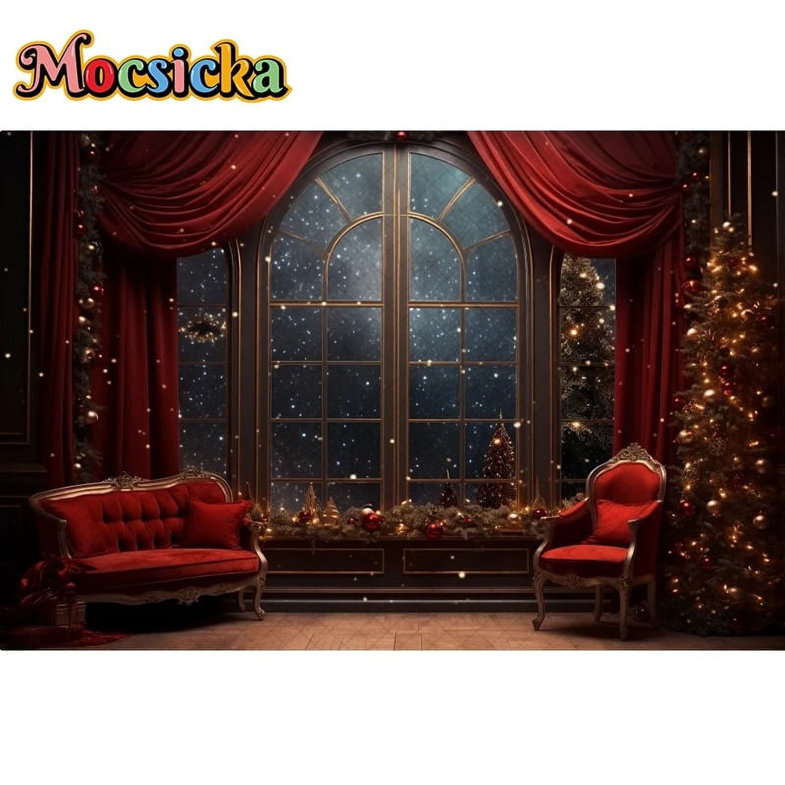 Indoor Christmas Window Backdrop For Kids Family Portrait Birthday ...