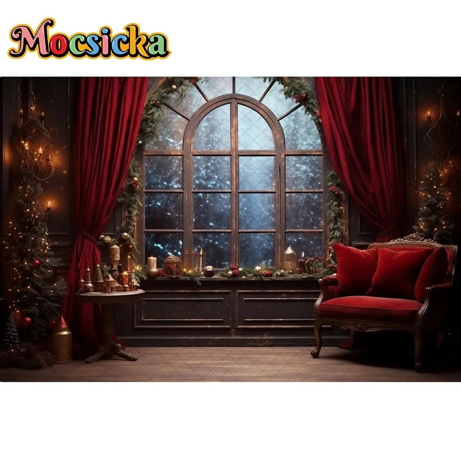 Indoor Christmas Window Backdrop For Kids Family Portrait Birthday ...