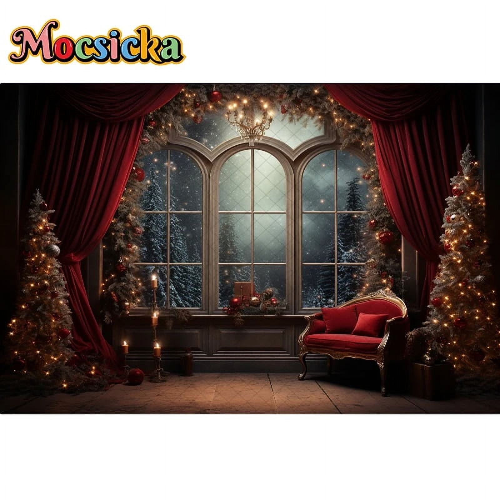 Indoor Christmas Window Backdrop For Kids Family Portrait Birthday ...