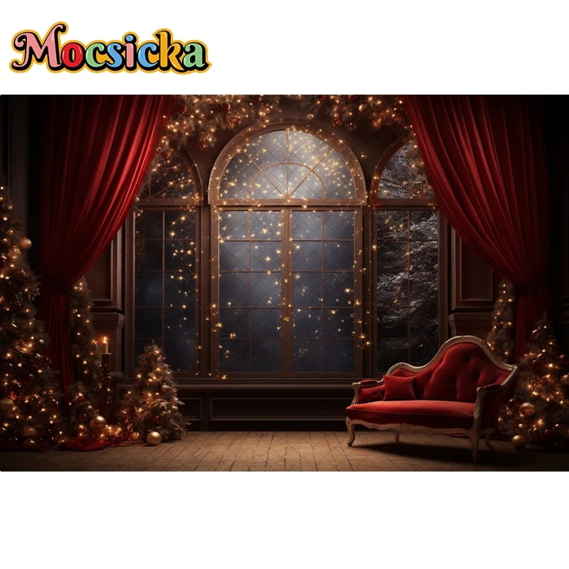 Indoor Christmas Window Backdrop For Kids Family Portrait Birthday ...