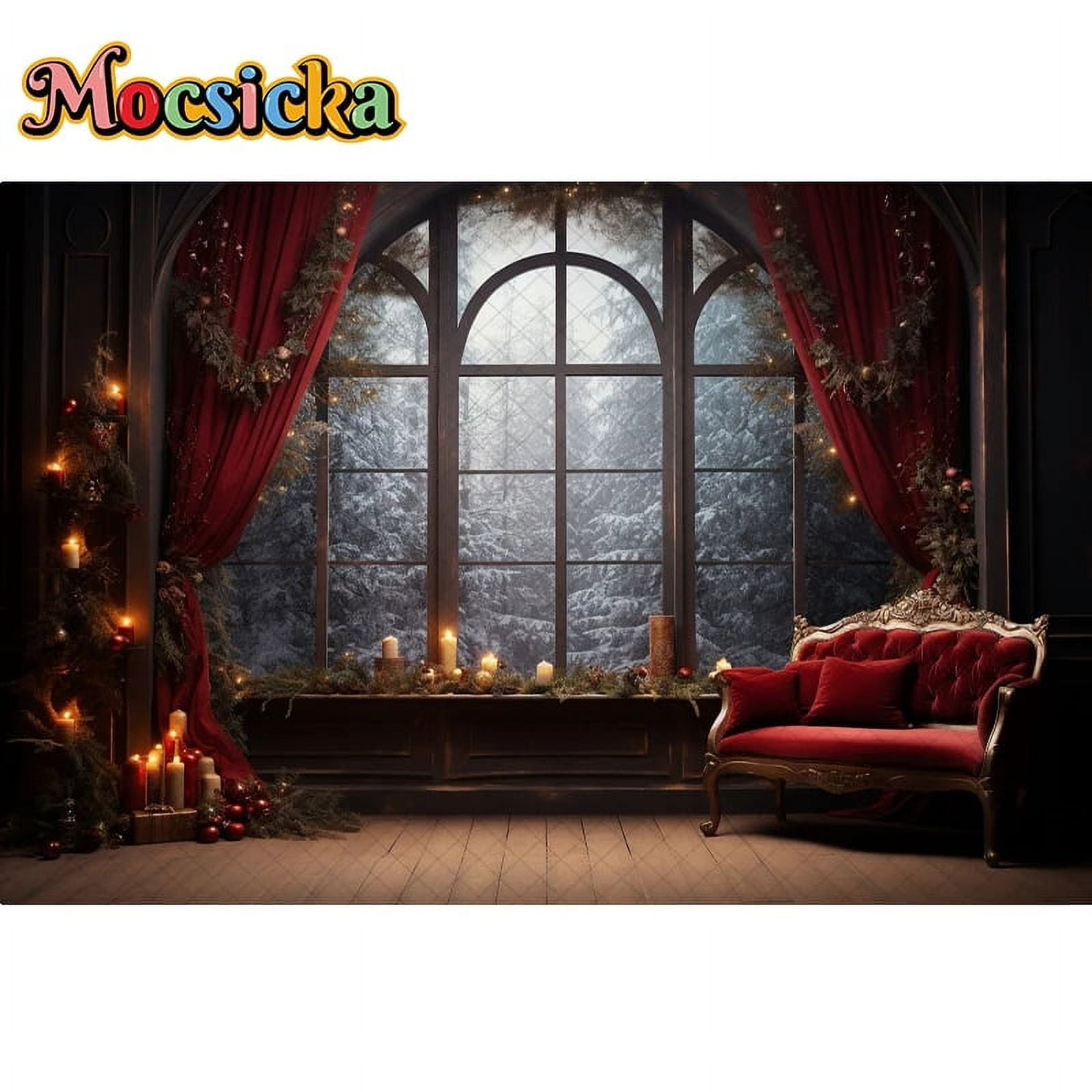 Indoor Christmas Window Backdrop For Kids Family Portrait Birthday ...