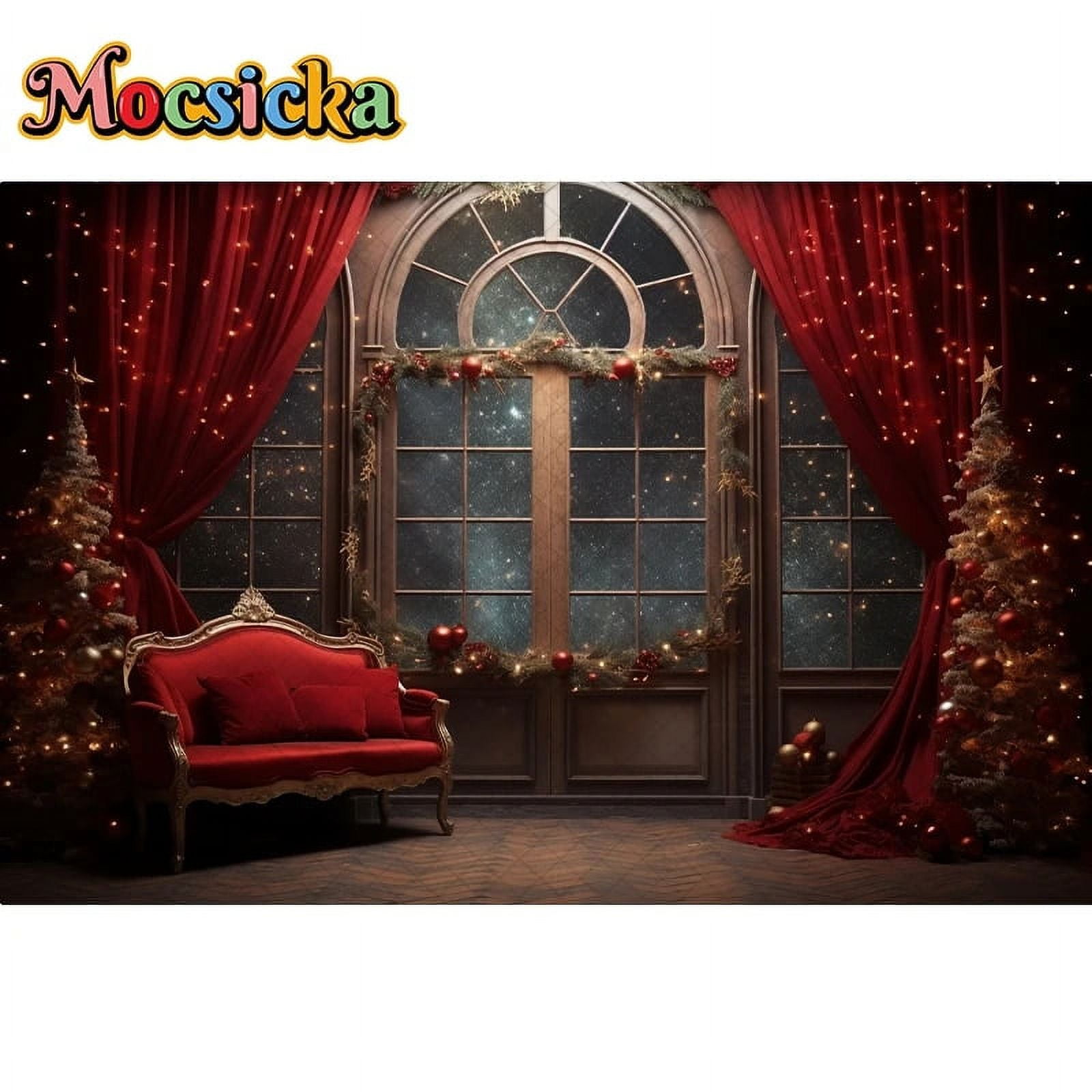 Indoor Christmas Window Backdrop For Kids Family Portrait Birthday ...