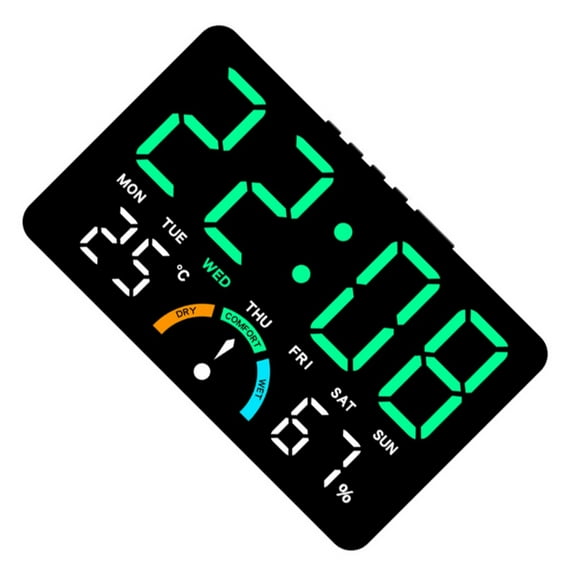 Indoor Climate Monitor with Large LED Display Digital Clock Featuring ...
