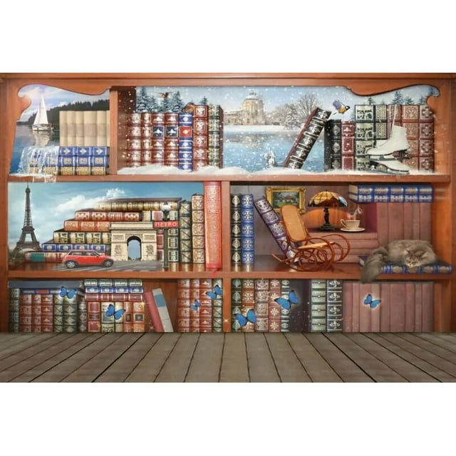 Indoor Collectibles Bookshelf Portrait Scene Photographic Backgrounds ...