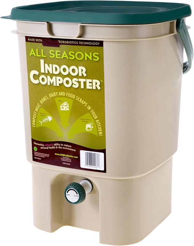 Indoor Composter Bucket – 5 Gallon, Tan Compost Bin for Kitchen ...