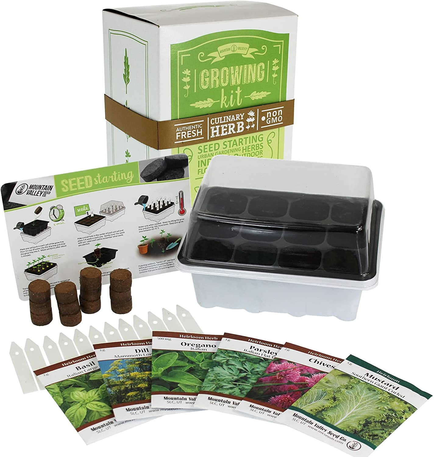 Indoor Culinary Herb Garden Starter - Basic Kit - 6 Non-GMO Varieties ...