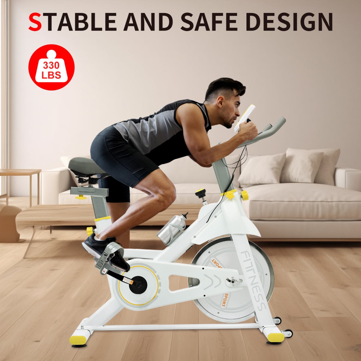 Indoor Cycling Bike with 30LB Flywheel, Quiet Belt Drive System, Adjustable Handlebars & Seat ...