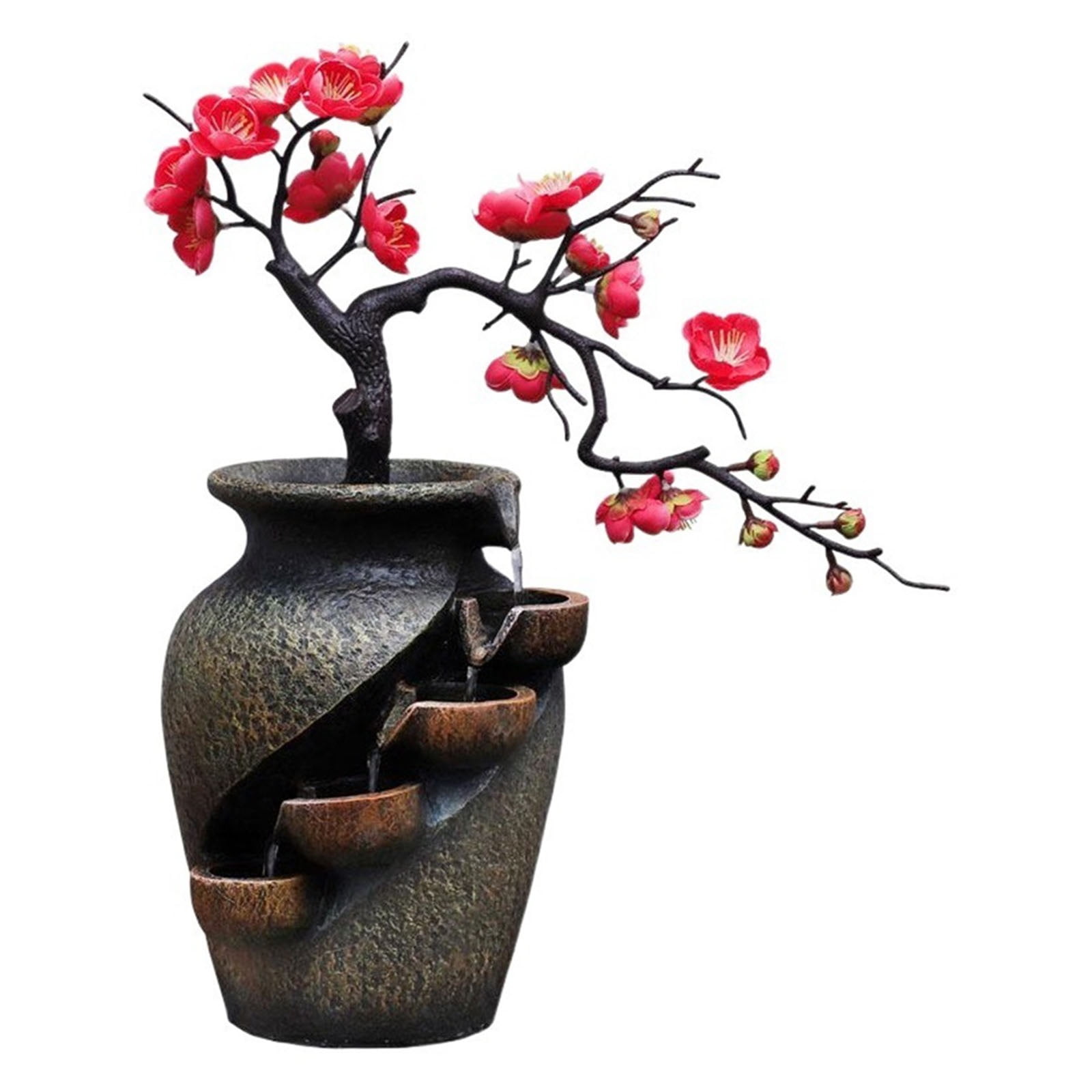 Indoor Desktop Flower Vase Fountain Waterfall with LED Lights and ...