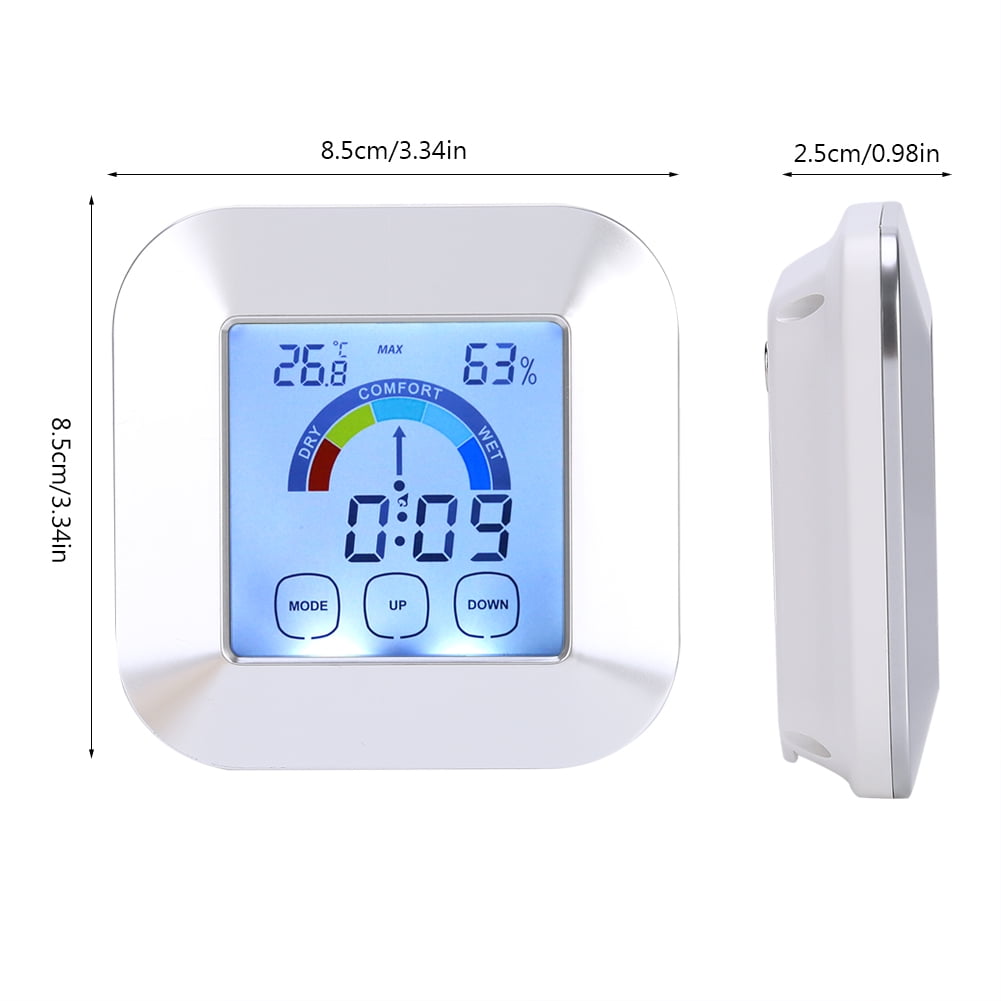 Indoor Digital Thermometer Hygrometer Temperature Humidity Time Comfort ...