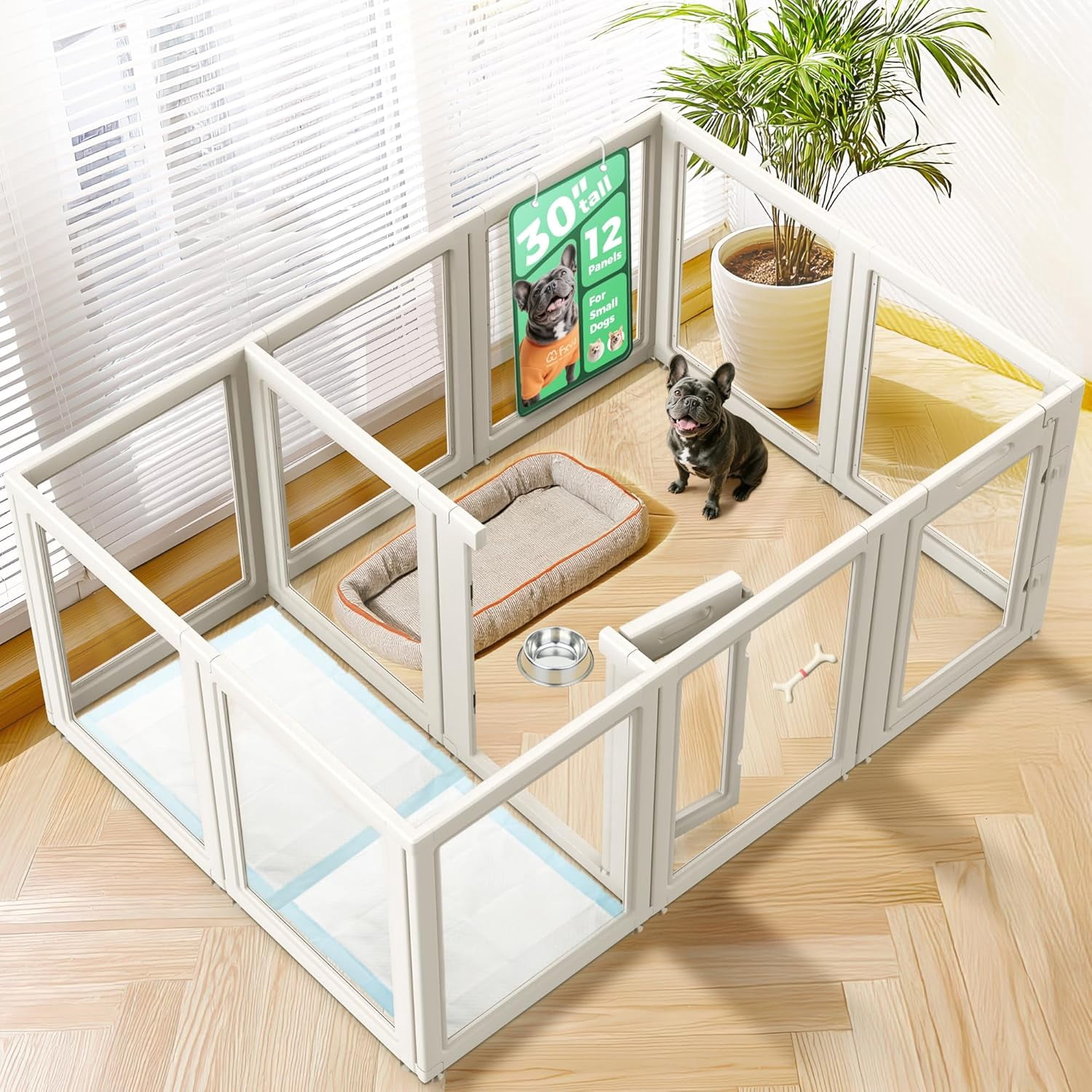 Indoor Dog Playpen for Puppies and Small Dogs 24 Inch 8 Panels White ...