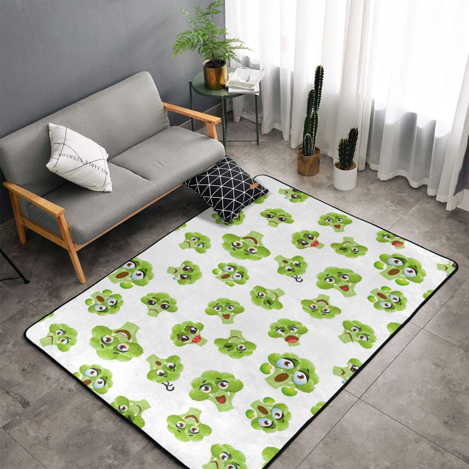 Indoor Door Mat, Cute cartoon broccoli funny Bedroom Rug & Carpets ...
