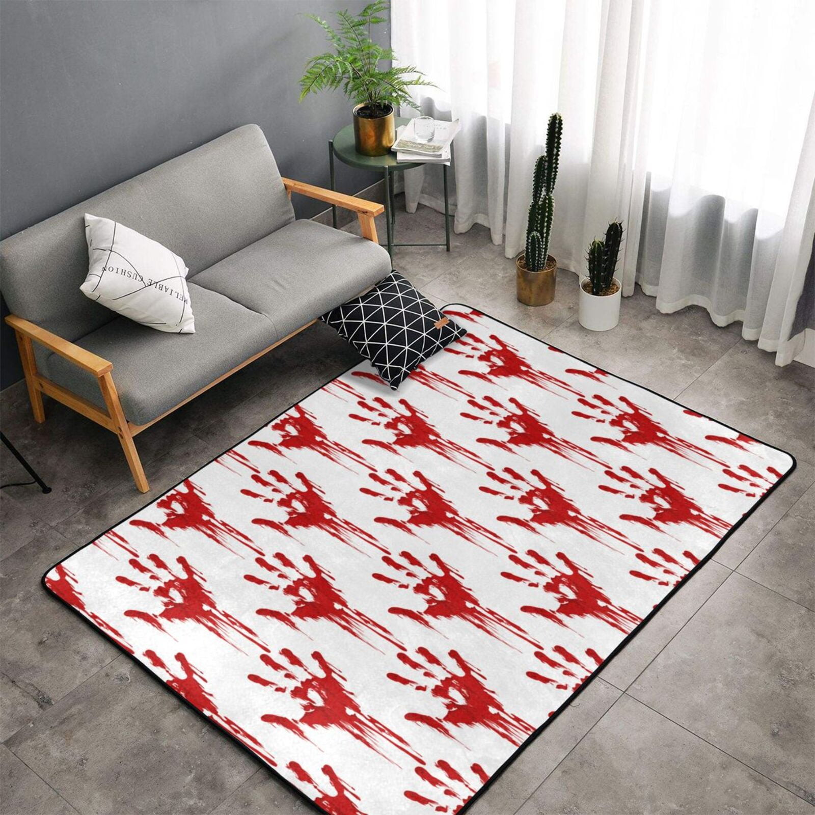 Indoor Door Mat, Red Bloody Scary Hands Bedroom Rug & Carpets Entryway ...