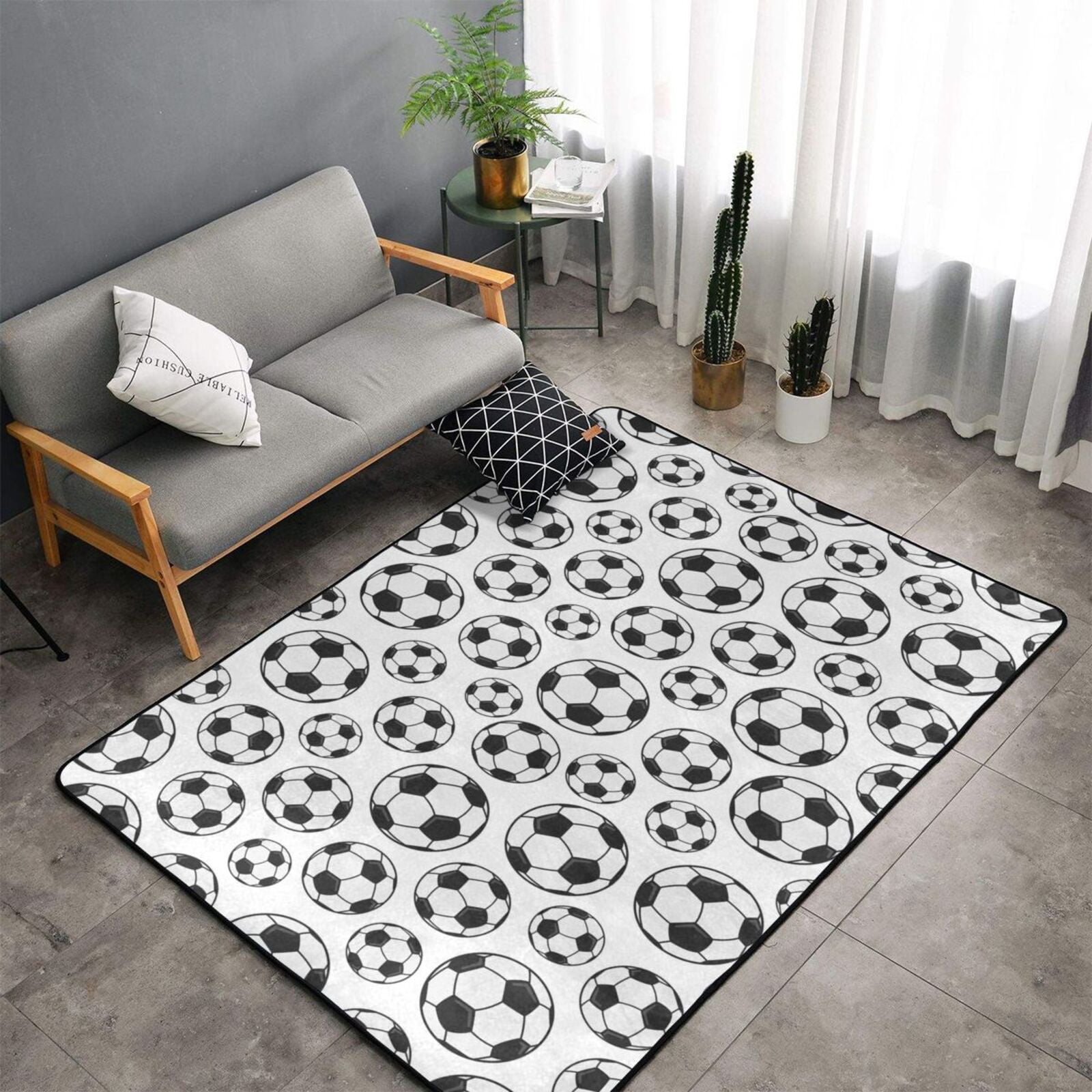 Indoor Door Mat, soccer football balls white Bedroom Rug & Carpets ...