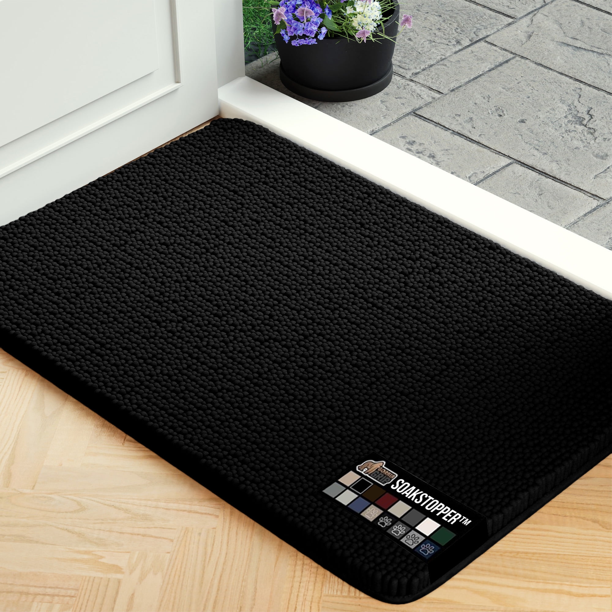 Indoor Doormat, 24x16 Black, Absorbent Washable Quick Dry Door Mat by ...