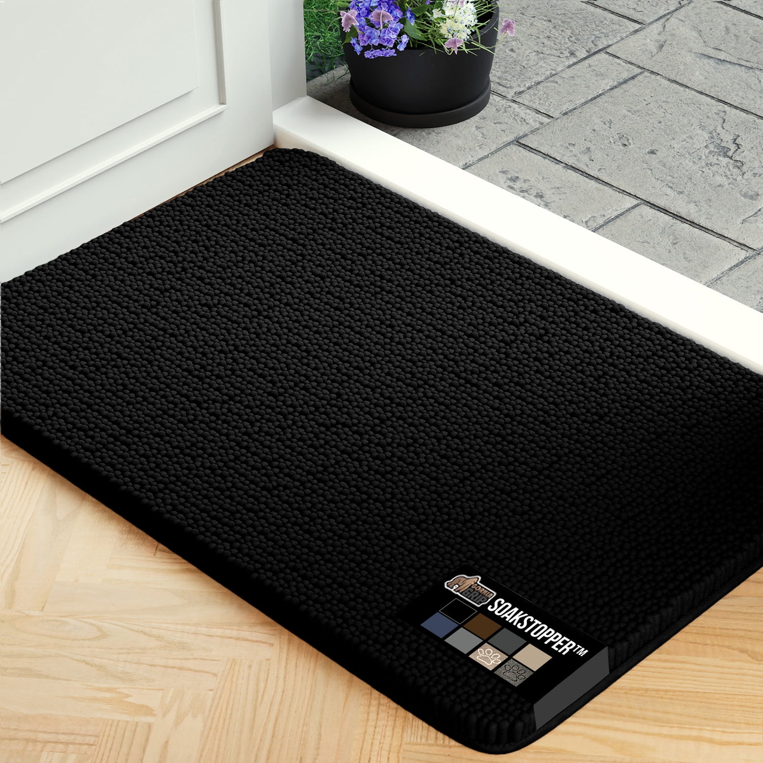GORILLA GRIP Ultra Absorbent Grippy Doormat for Muddy Dog Paws, 35x24 ...