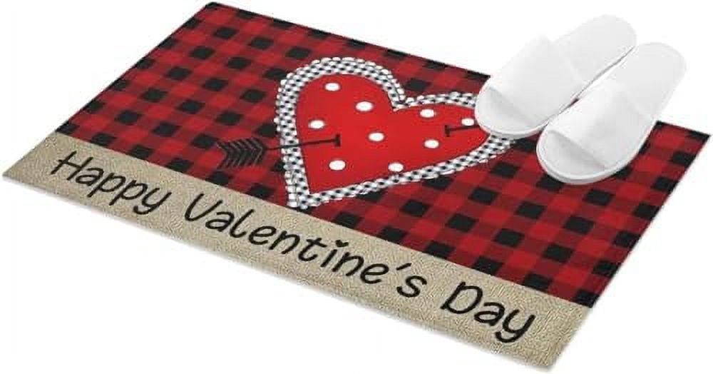 Indoor Doormat,Comfy Shaggy Mats for Bathroom Retro Love Hearts Wave ...