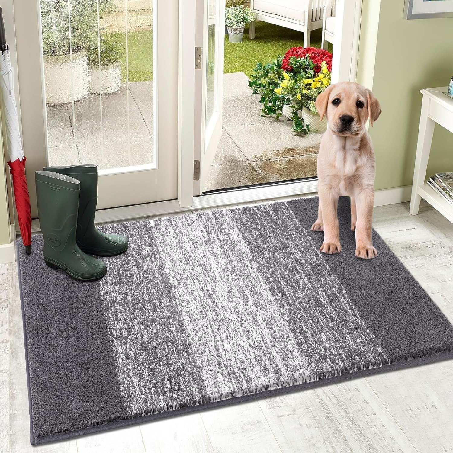 Indoor Doormat Entryway Door Rug, Non-Slip Absorbent Mud Trapper Mat ...
