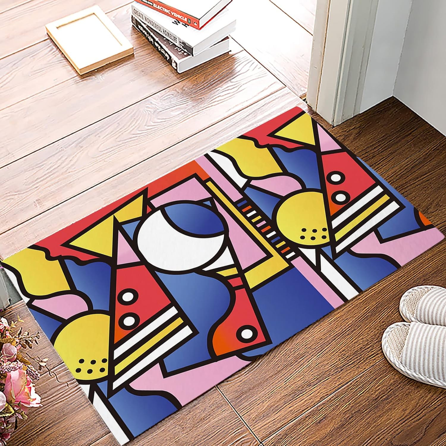Indoor Doormat Entryway Rugs Gradient Colorful Block Triangle Abstract ...