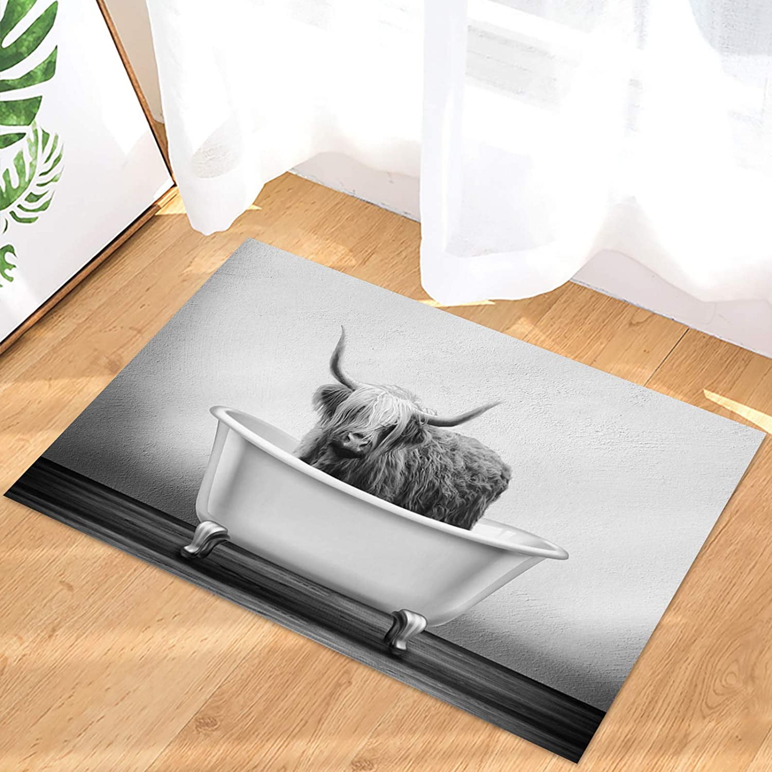 Indoor Doormat Front Door Welcome Mat Retro Bathtub Yak Minimalist ...