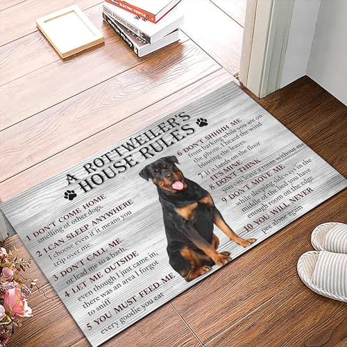Indoor Doormat Rottweiler Dog House Rule Mat Non-Slip Absorbent Resist ...