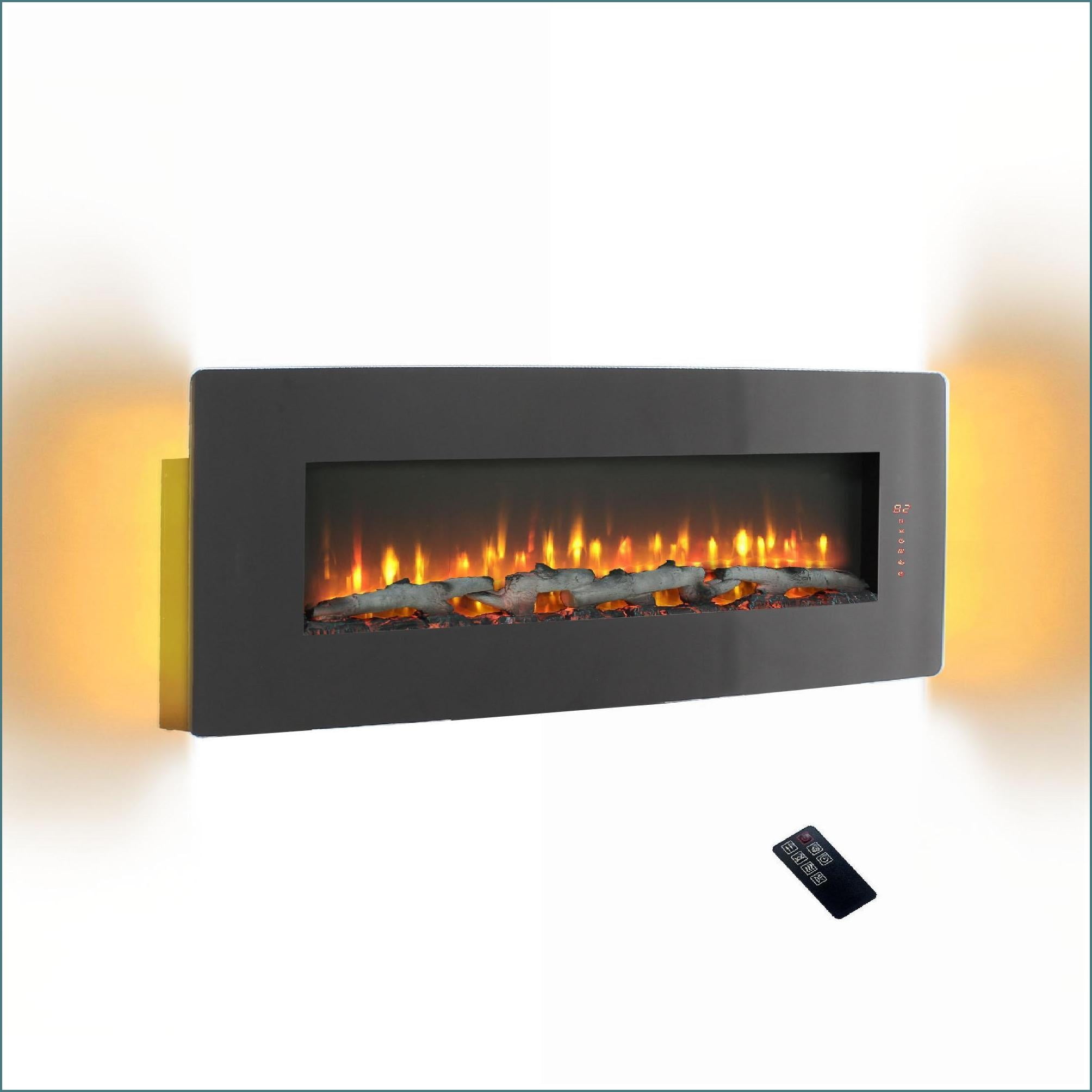 Indoor Electric Fireplace, 48 Inch Curved Front with Multi-Color Flame ...