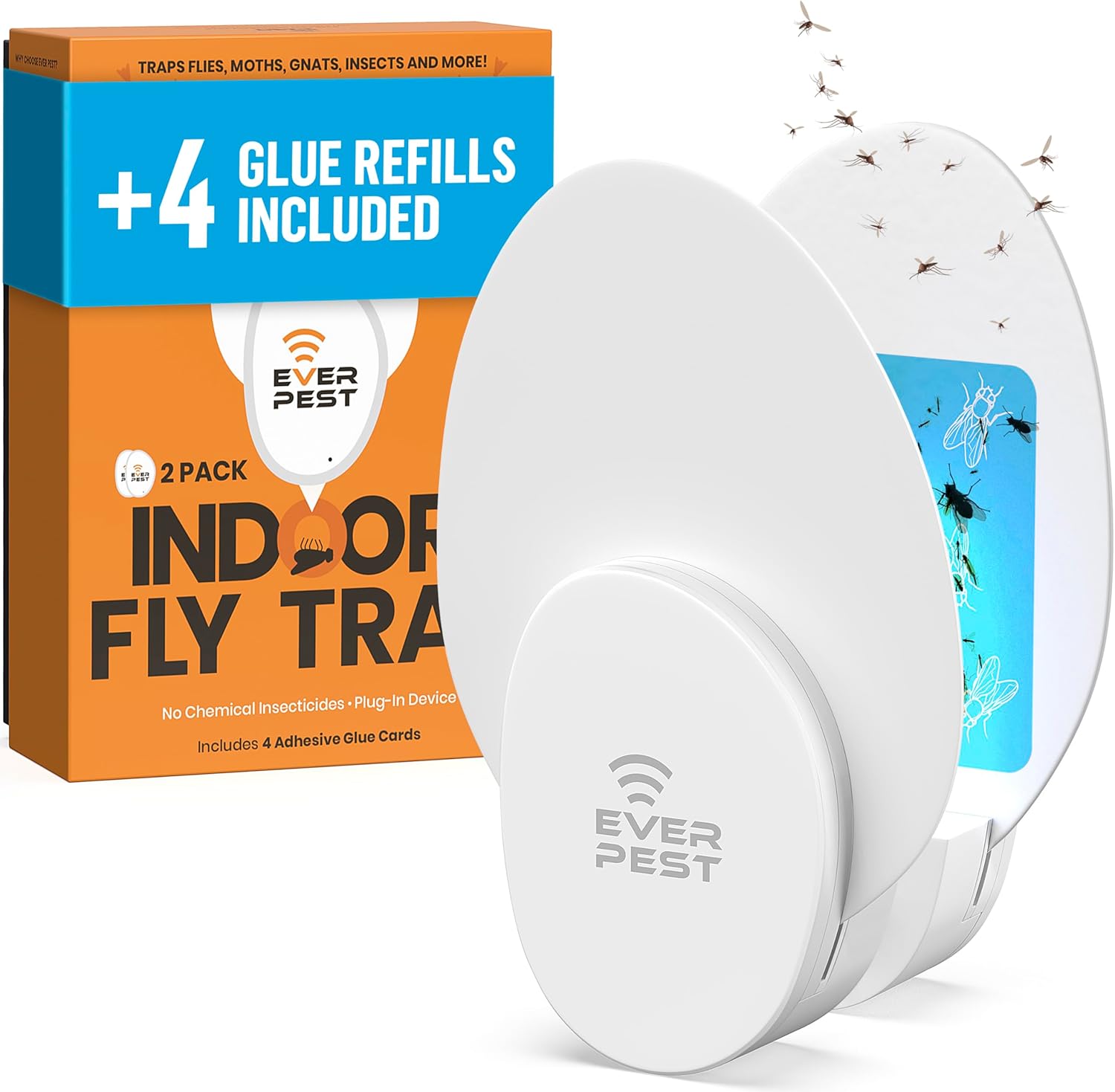 Indoor Electric Fly Trap (2-Pack) – Plug-in Insect Catcher with 4 Glue ...