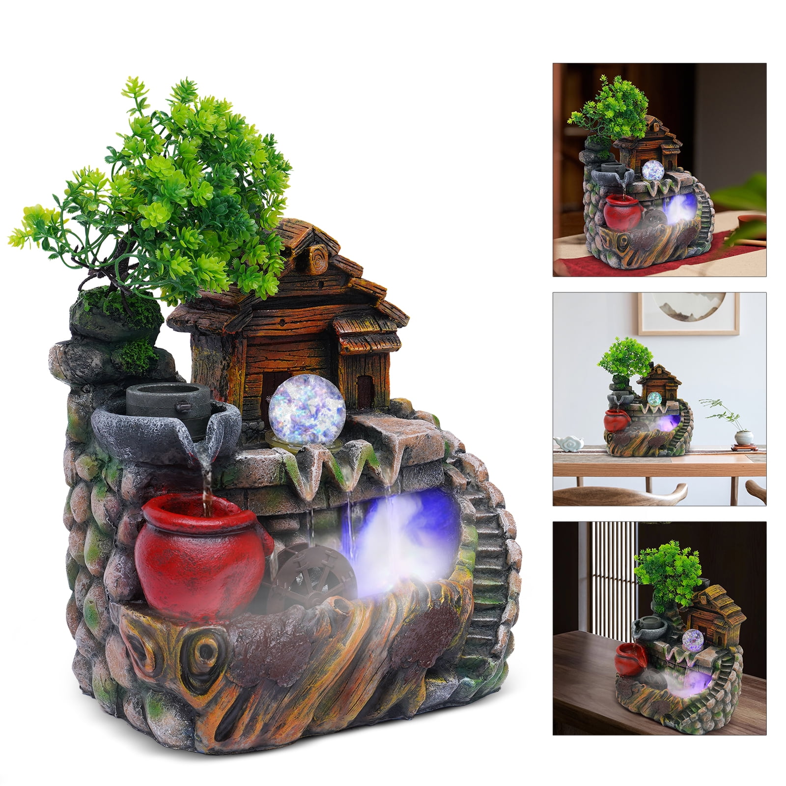 Indoor Electric Waterproof Desktop Fountain Waterfull, Resin Rockery ...