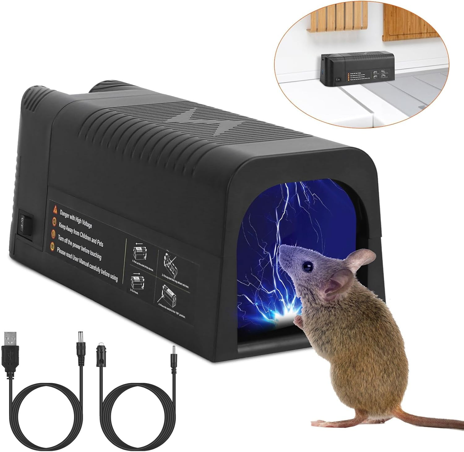 Indoor Electronic Trap, Small Humane Rat Trap for Homes No See Kill, No ...