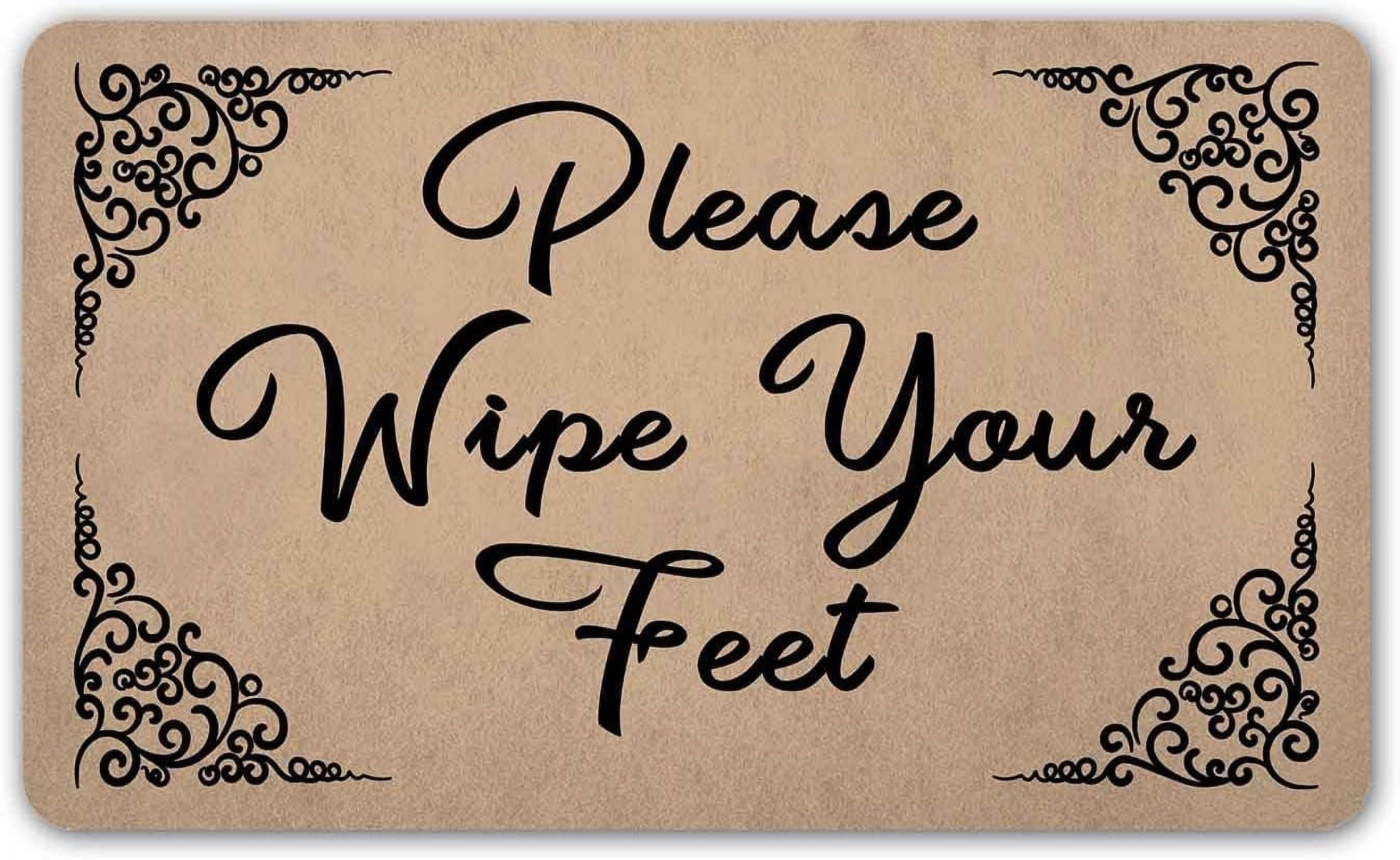 Indoor Entry Porch Welcome Mat with Rubber Back 30x17 Please Wipe Your Feet Funny Doormat for ...