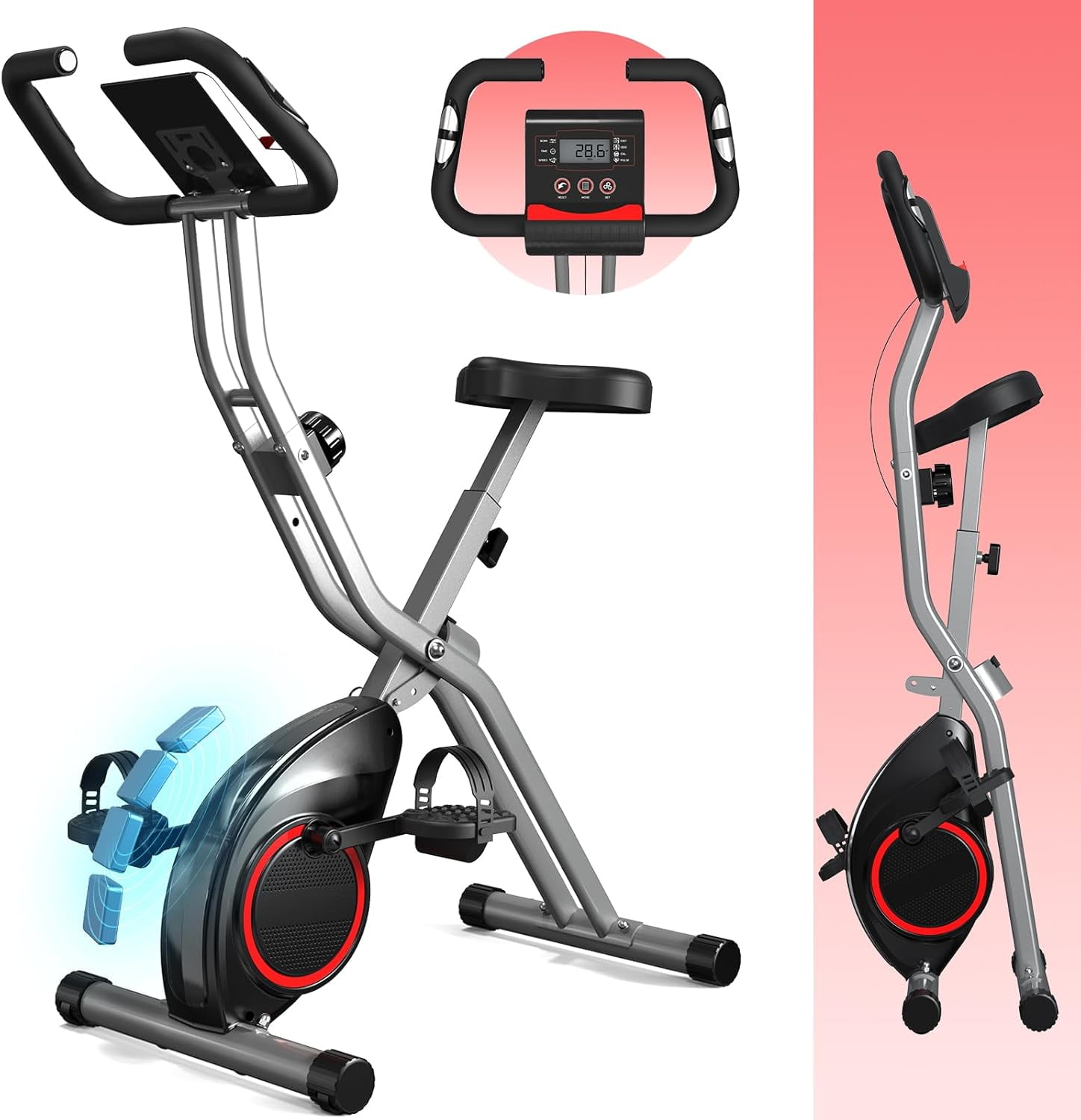 Indoor Exercise Bike Stationary Bikes for Home, Lightweight Foldable ...