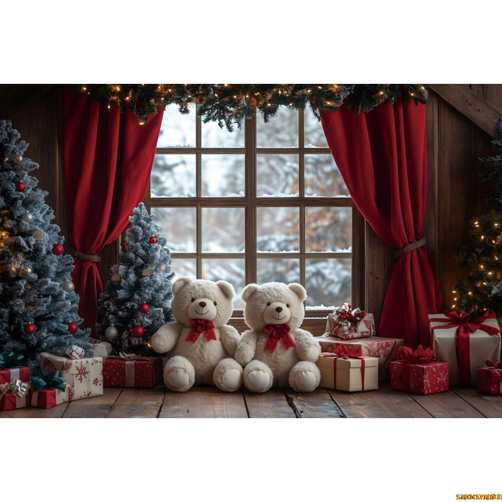 Indoor Fireplace Christmas Tree Teddy Bear ration Kids Portrait Family ...