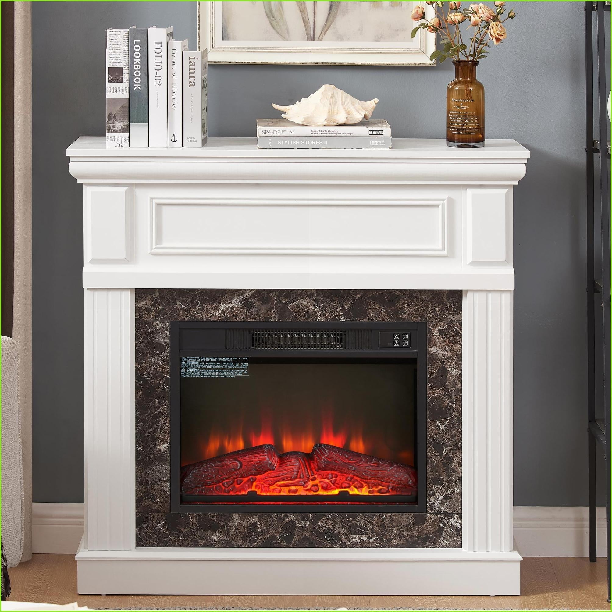 Indoor Fireplace with Mantel, 23'' Insert, Adjustable Flame, Remote ...
