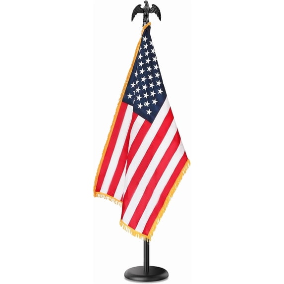 Indoor Flag Pole and Stand,8FT Flagpole Kit with Base Eagle Topper 3x5 ...