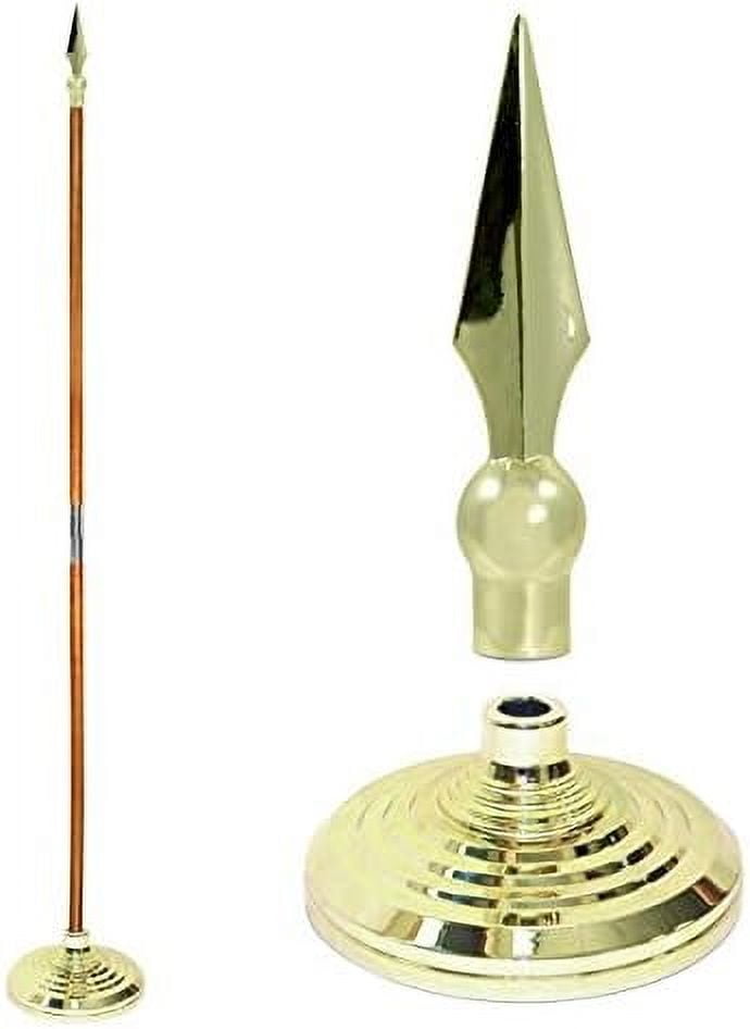 Indoor Flag Pole kit 8ft - Metal Spear - Gold Texture Base - Aluminum ...