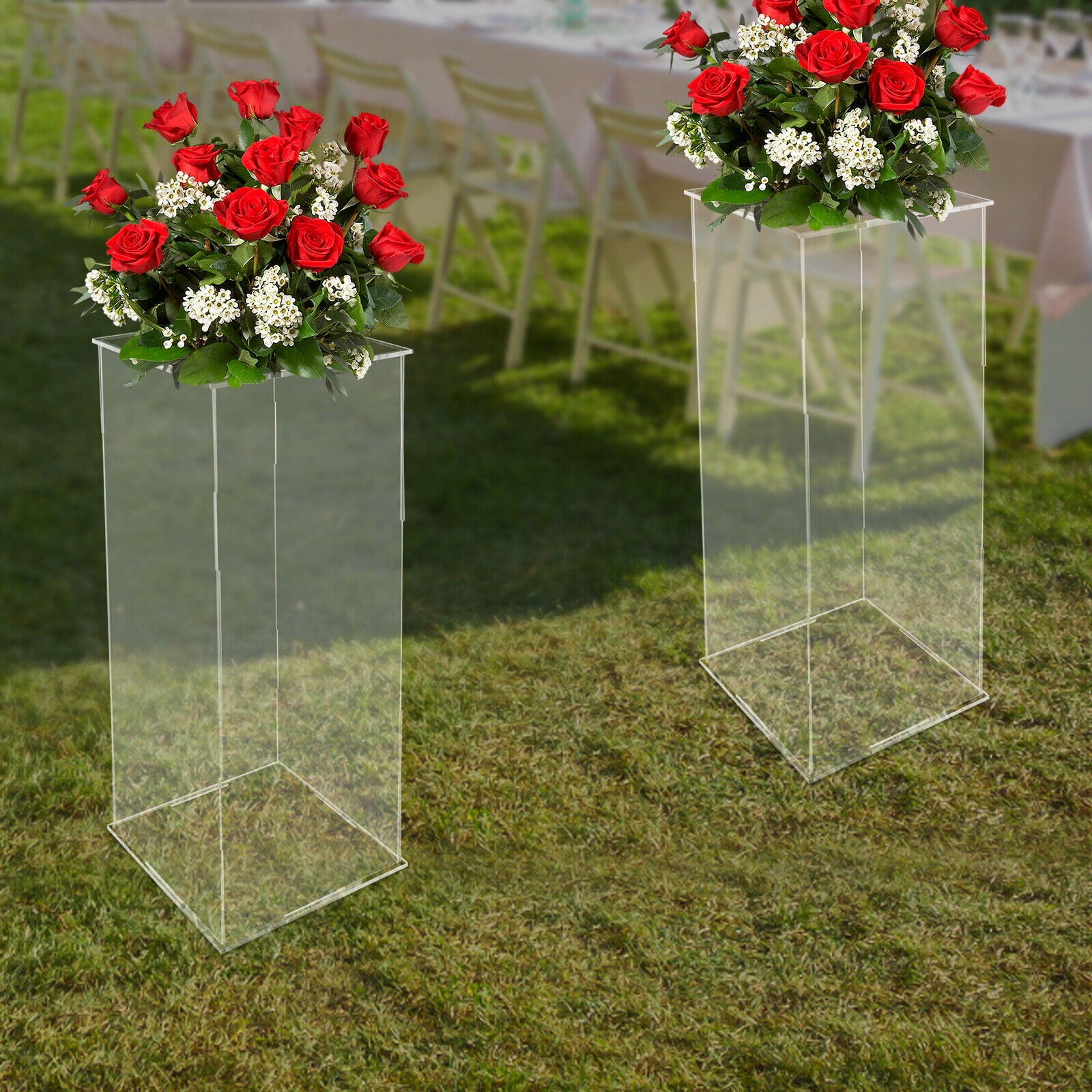 Indoor Flower Stand, 25x25x60cm Acrylic Display with Protruding Edge ...