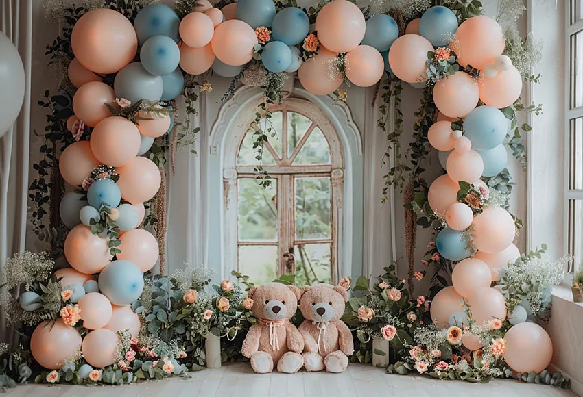 Indoor Flower Windows Bear Balloon Kdis Birthday Cake Smash Portrait r ...