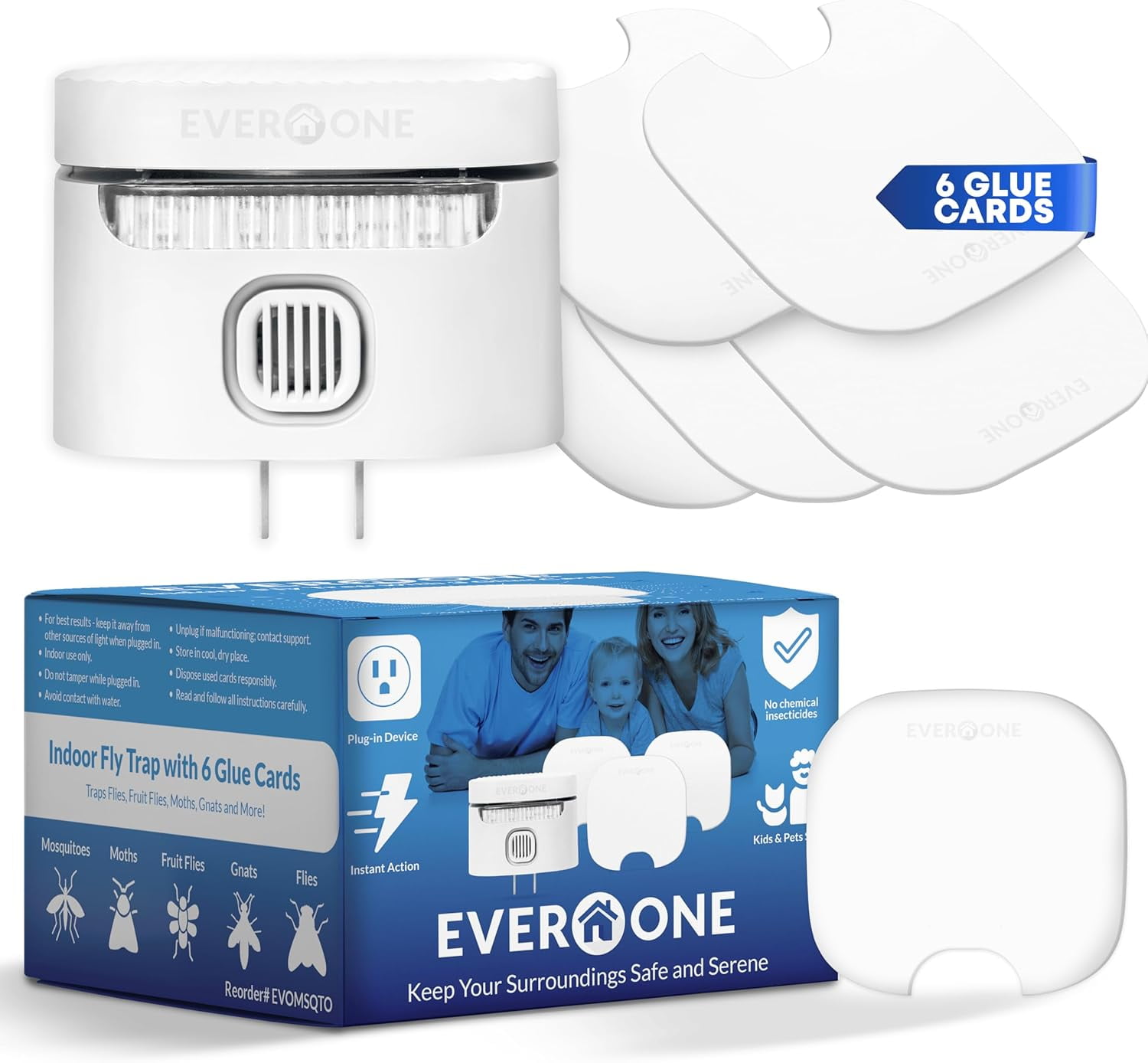 Indoor Fly Trap Device with 6 Glue Cards – Effective Plug-in Flying ...