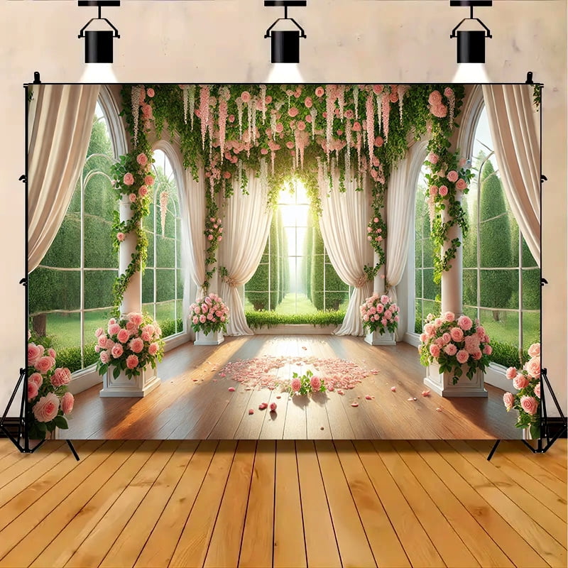Indoor Garden Sunlit Scenery Backdrop Garden Arched Door Wedding ...