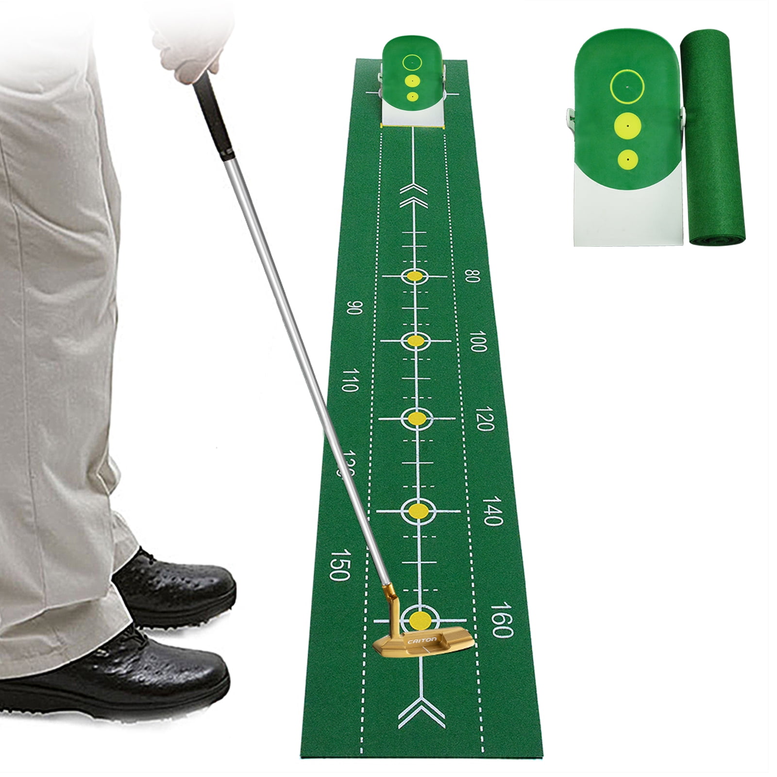 Indoor Golf Putting Mat with Auto-Ball Return, Ball Collector, Rubber ...