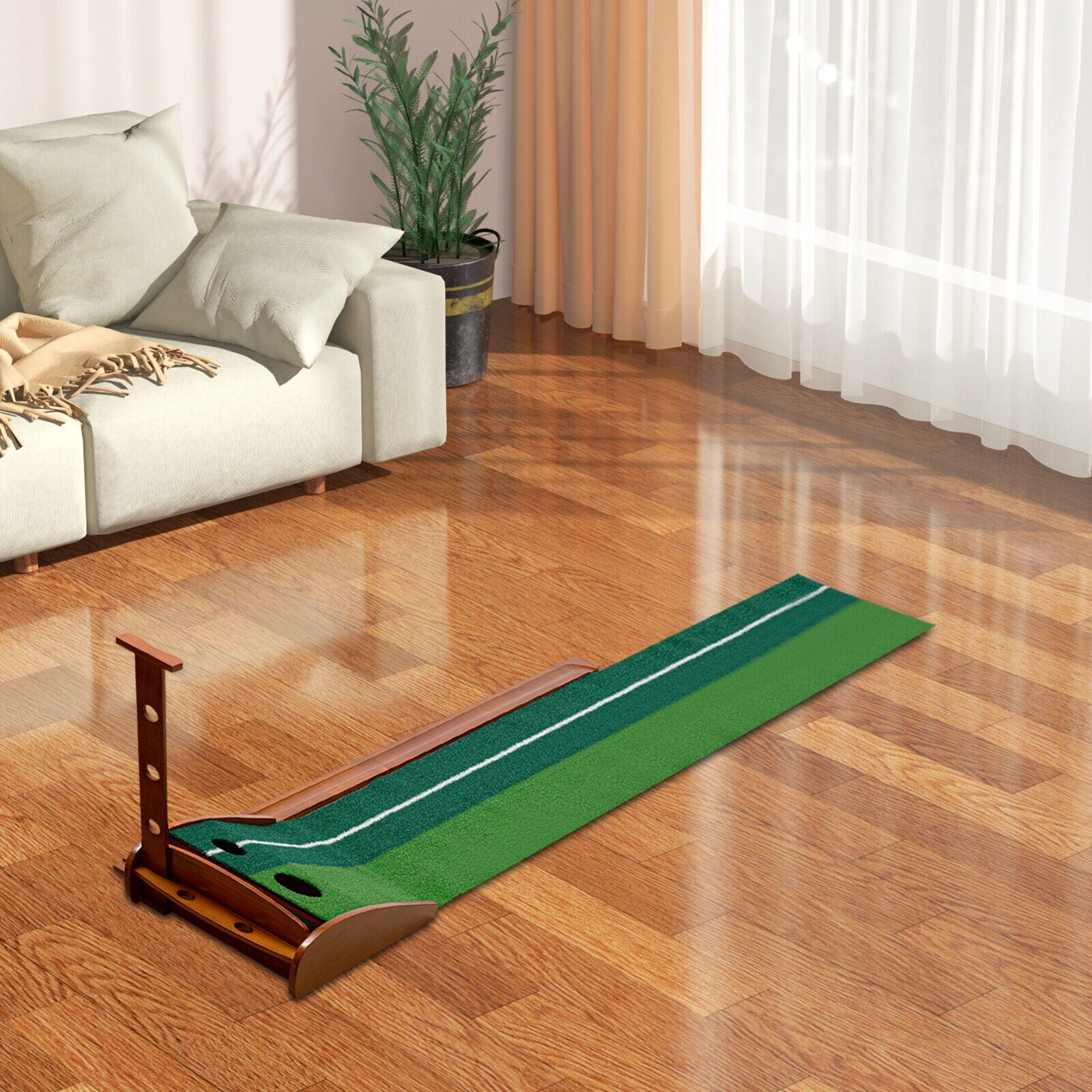 Indoor Golf Putting Mat 118" Long Golf Practice Mat with Wood Base ...