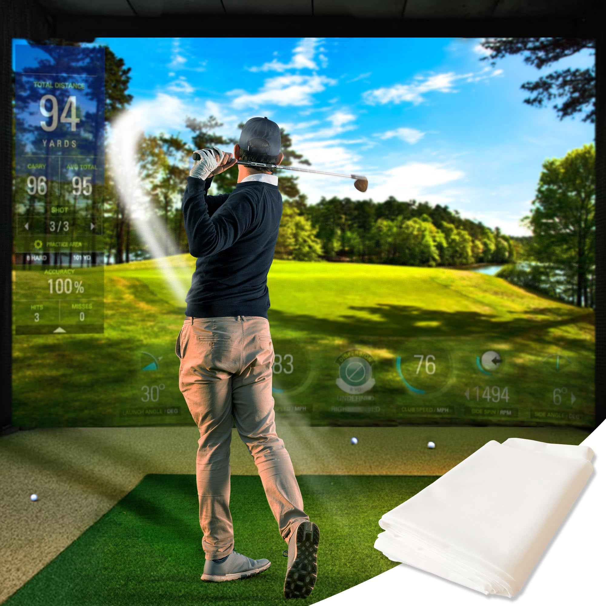 Indoor Golf Simulator Impact Screen, Large Projection Screen Cloth,Home ...