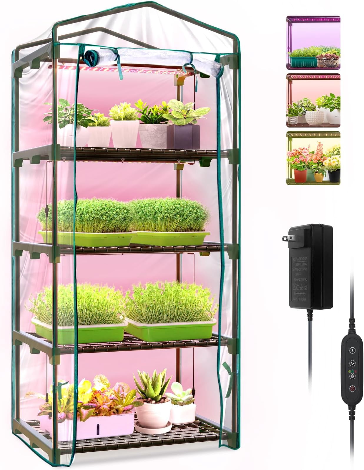 Indoor Greenhouse with , 4 Tier 27.2" Lx19.9" Wx61.8" H Mini Greenhouse ...